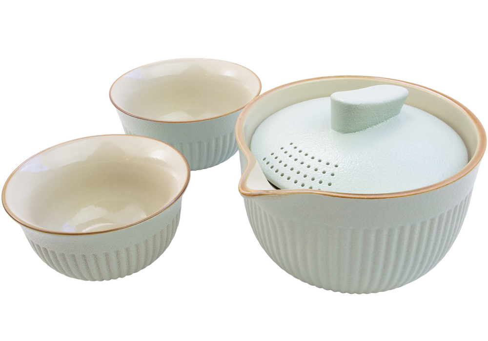 Pale Sea Green Ribbed | 6oz Gong Fu Travel Set with Case