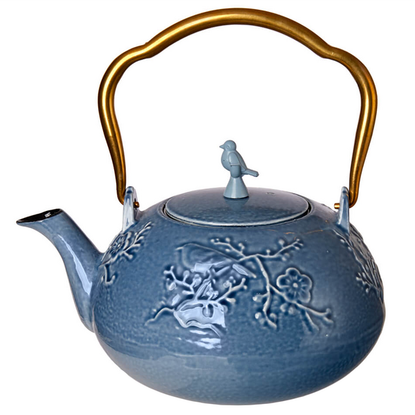 Ocean Blue Bird | 20oz Cast Iron Teapot